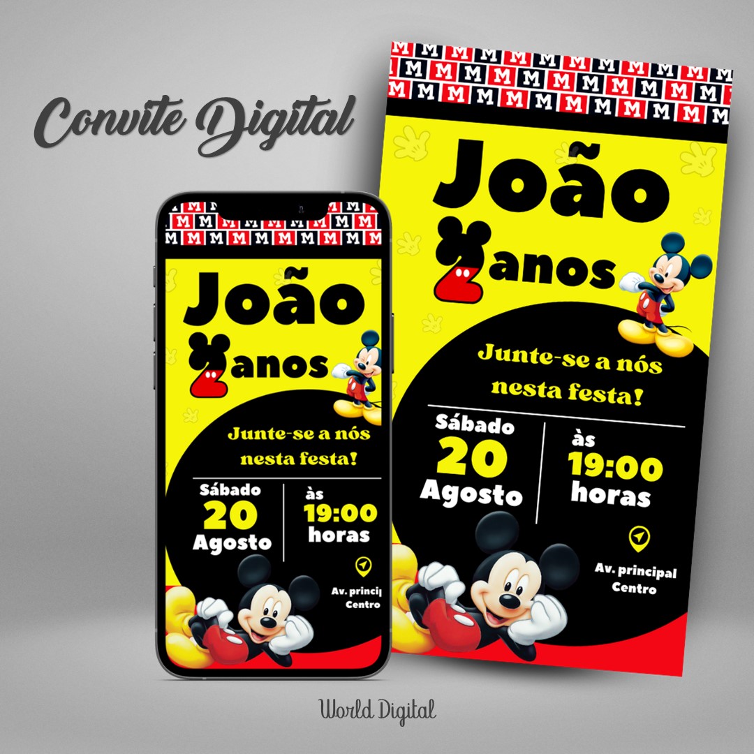 Convite Mickey Mouse 01 – Conviteria Premium