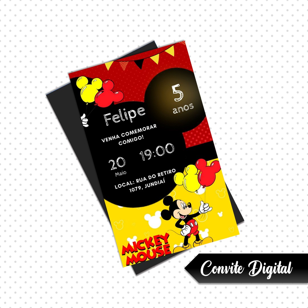 Convite Mickey Mouse 04 – Conviteria Premium