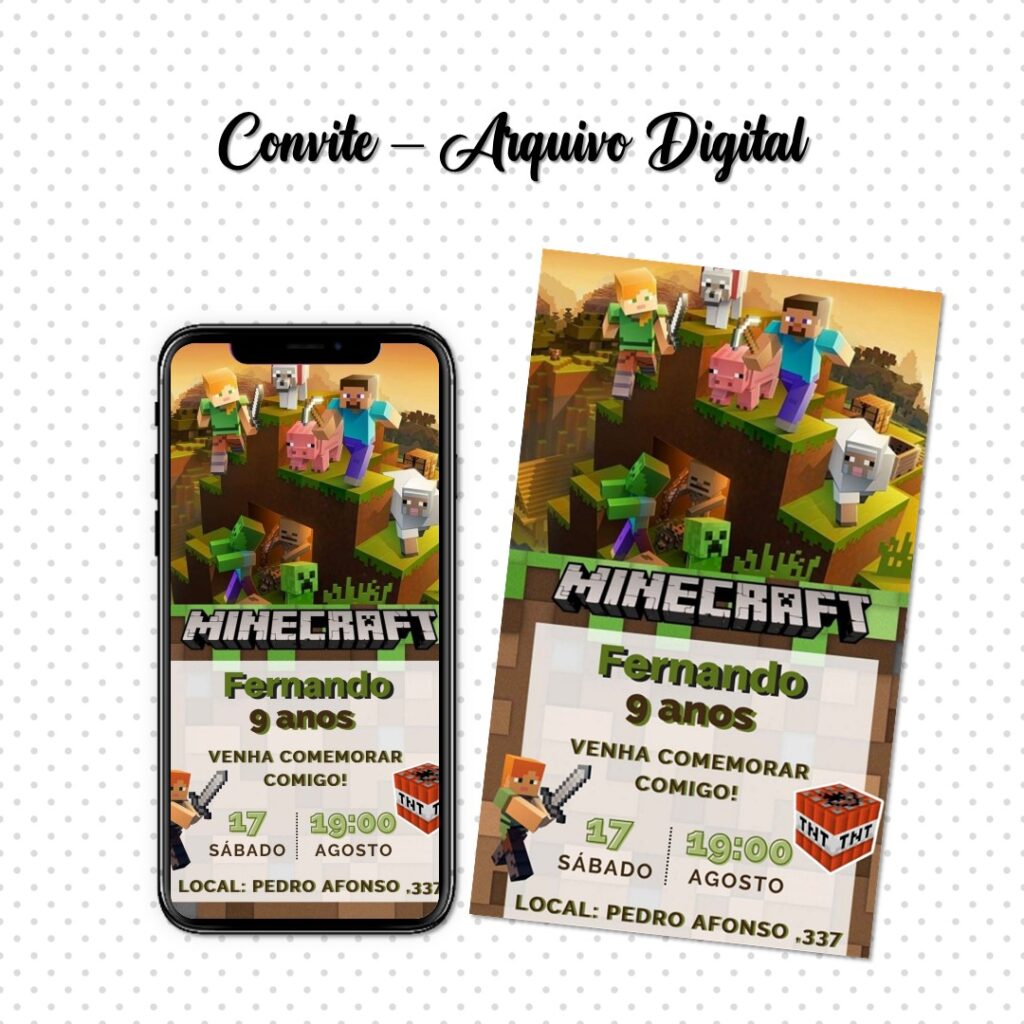 Convite Digital Minecraft – Conviteria Premium