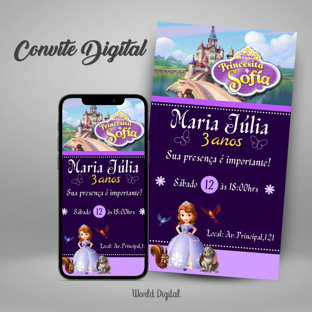 Convite Princesa Sofia 03 – Conviteria Premium